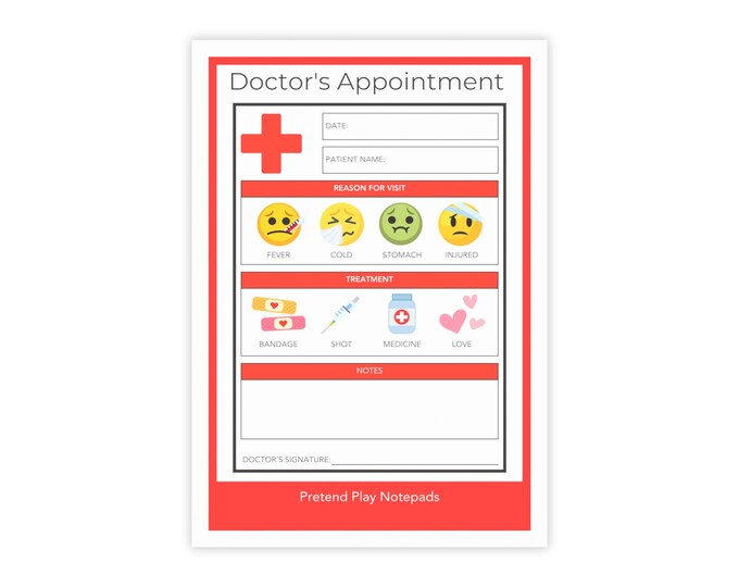 Doctor or Nurse Pretend Play Digital File, Preschool Printables, Dress ...