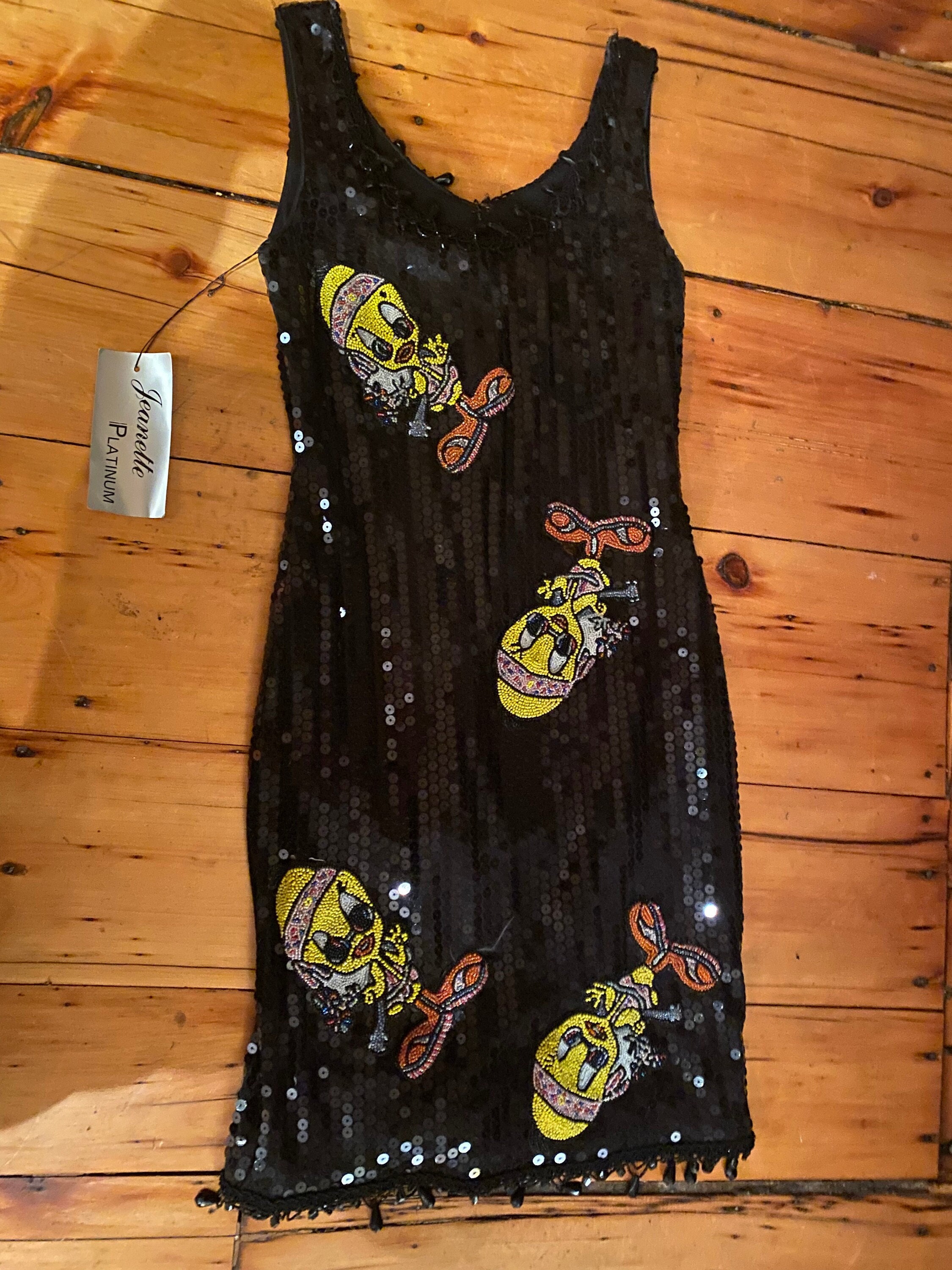 Vintage “hip Hip Hippie Tweety” Sequin and Beaded Dress Designed by ...