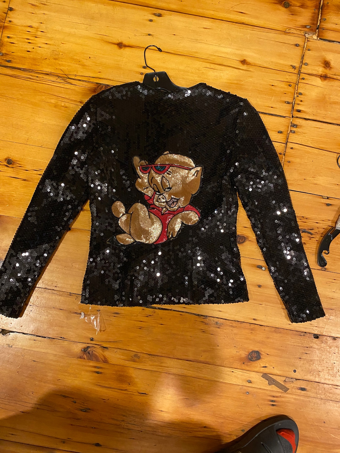 Vintage Stretch Sequin Glam Surfer Jacket Featuring " Suntanned Porky ...