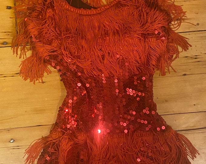 Vintage. Sparkling Red Sequin Romper With Fringes Designed by Jeanette ...