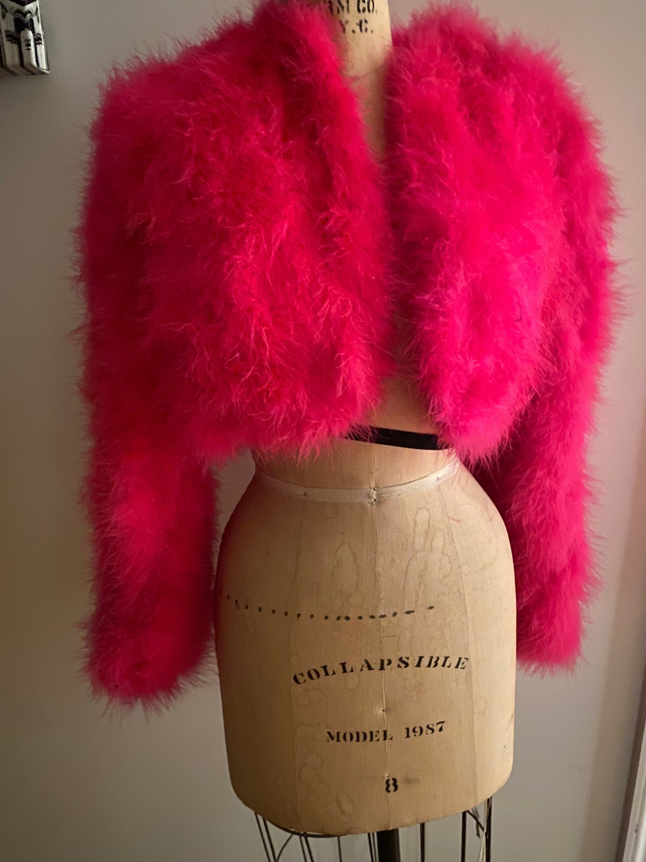 Hot Pink Marabou Vintage Jacket Designed by Jeanette Kastenberg - Etsy