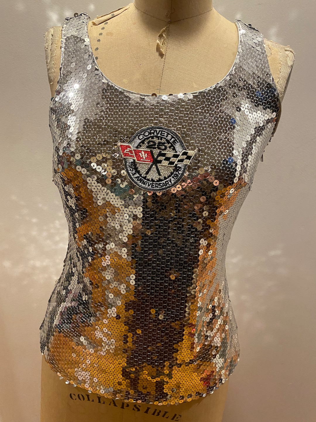 Vintage Silver Sequin Stretch Corvette Lovers Deeam Designed - Etsy