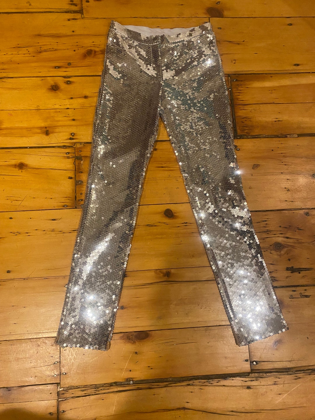 Vintage Silver Stretch Sequin Jeans - Etsy