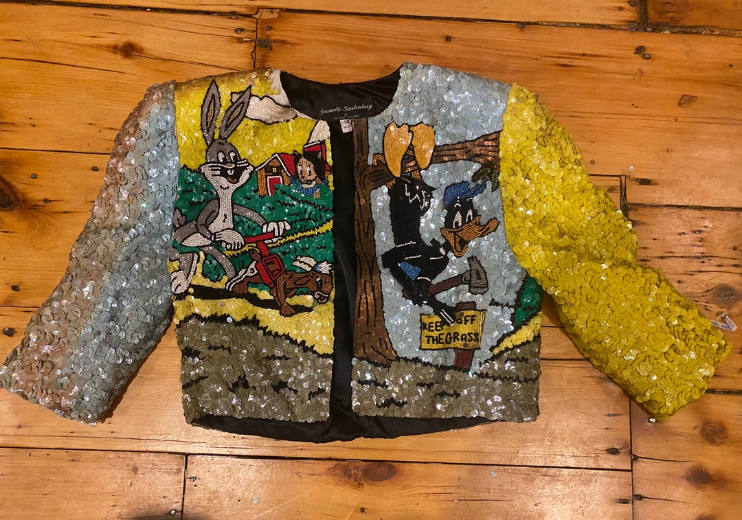 Vintage Sequin "keep off the Grass". Jacket 3/4 Sleeve Designed by ...