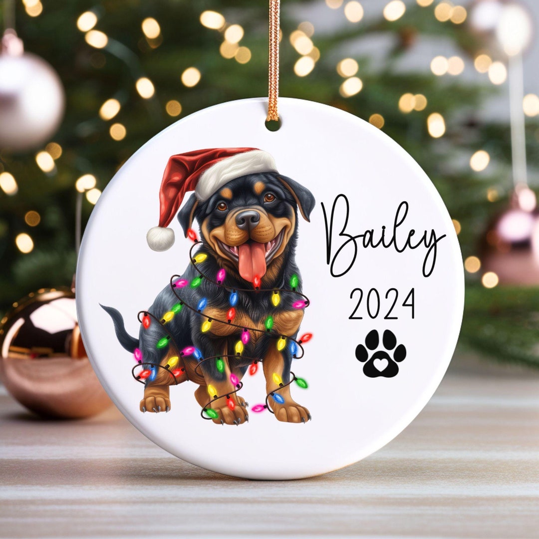 Personalized Rottweiler Christmas Ornament, Custom Dog Keepsake, New ...