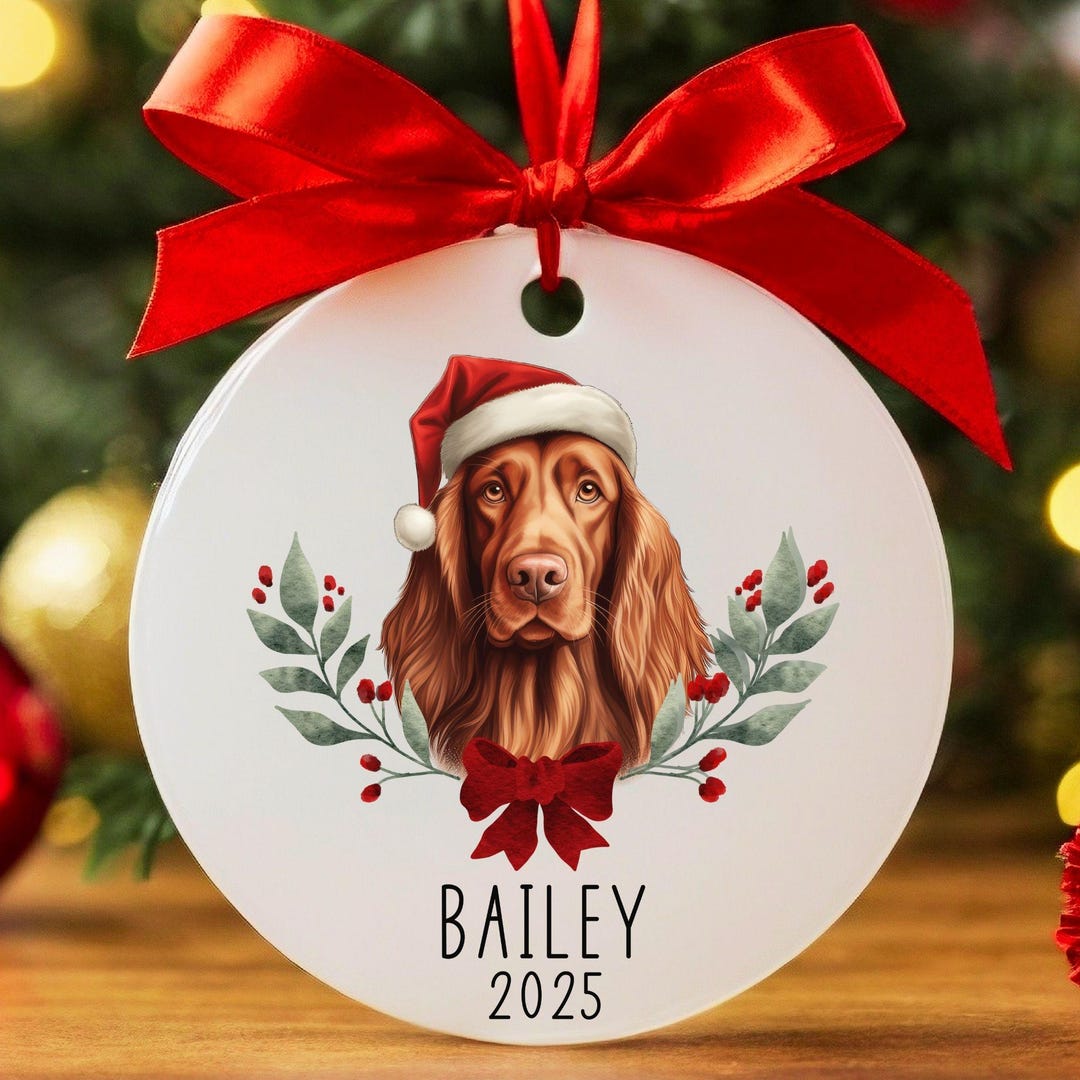 Custom Irish Setter Christmas Ornament, Red Irish Setter Ornament ...