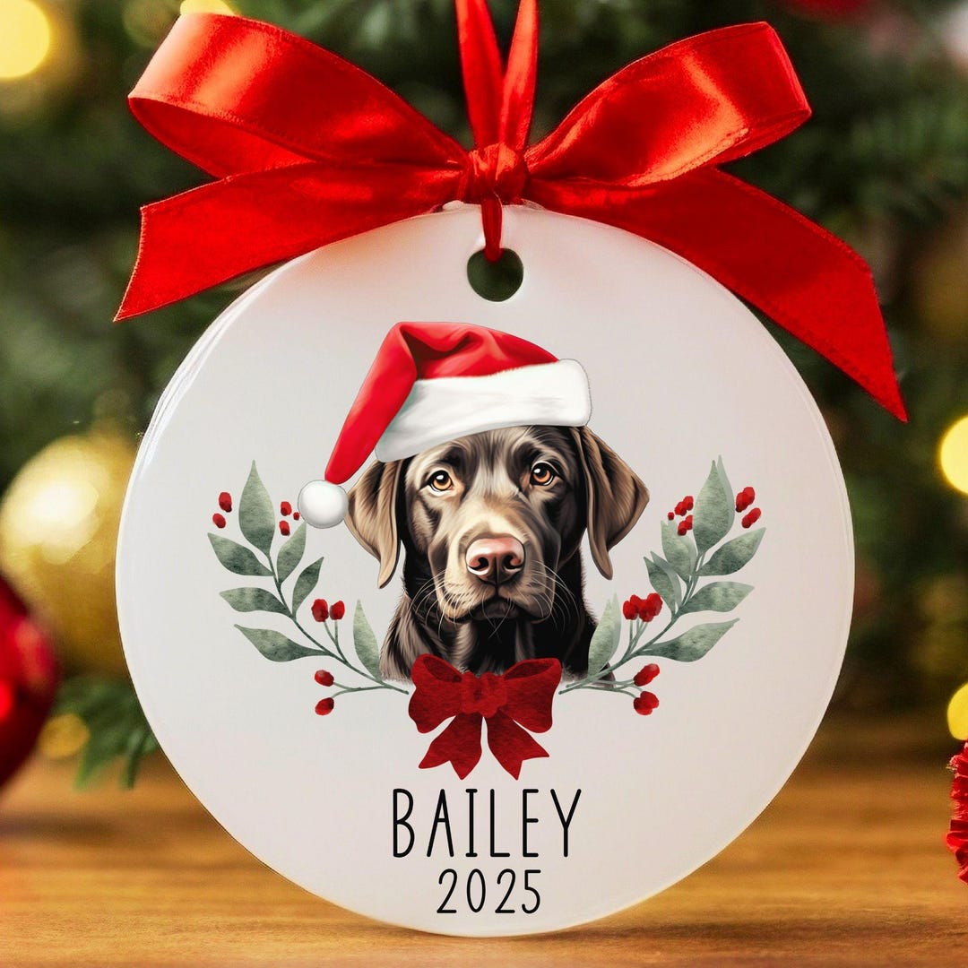 Custom Chocolate Labrador Ornament, Labrador Retriever Christmas ...