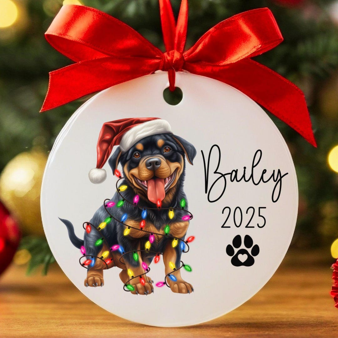 Personalized Rottweiler Christmas Ornament, Rottweiler Ornament ...