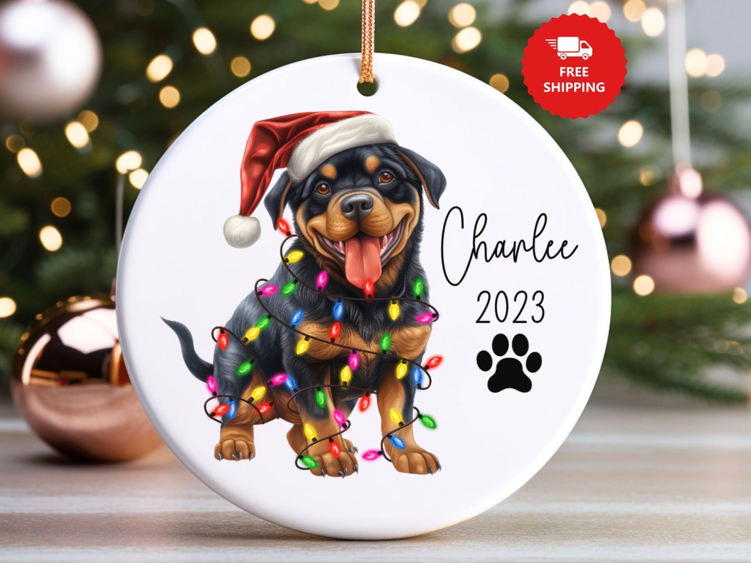 Personalized Rottweiler Christmas Ornament, Custom Dog Keepsake, New ...