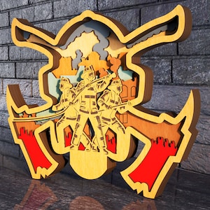 Firefighter Svg Laser Cut Files - 8 Layer Art Piece for Multi-layer - Etsy