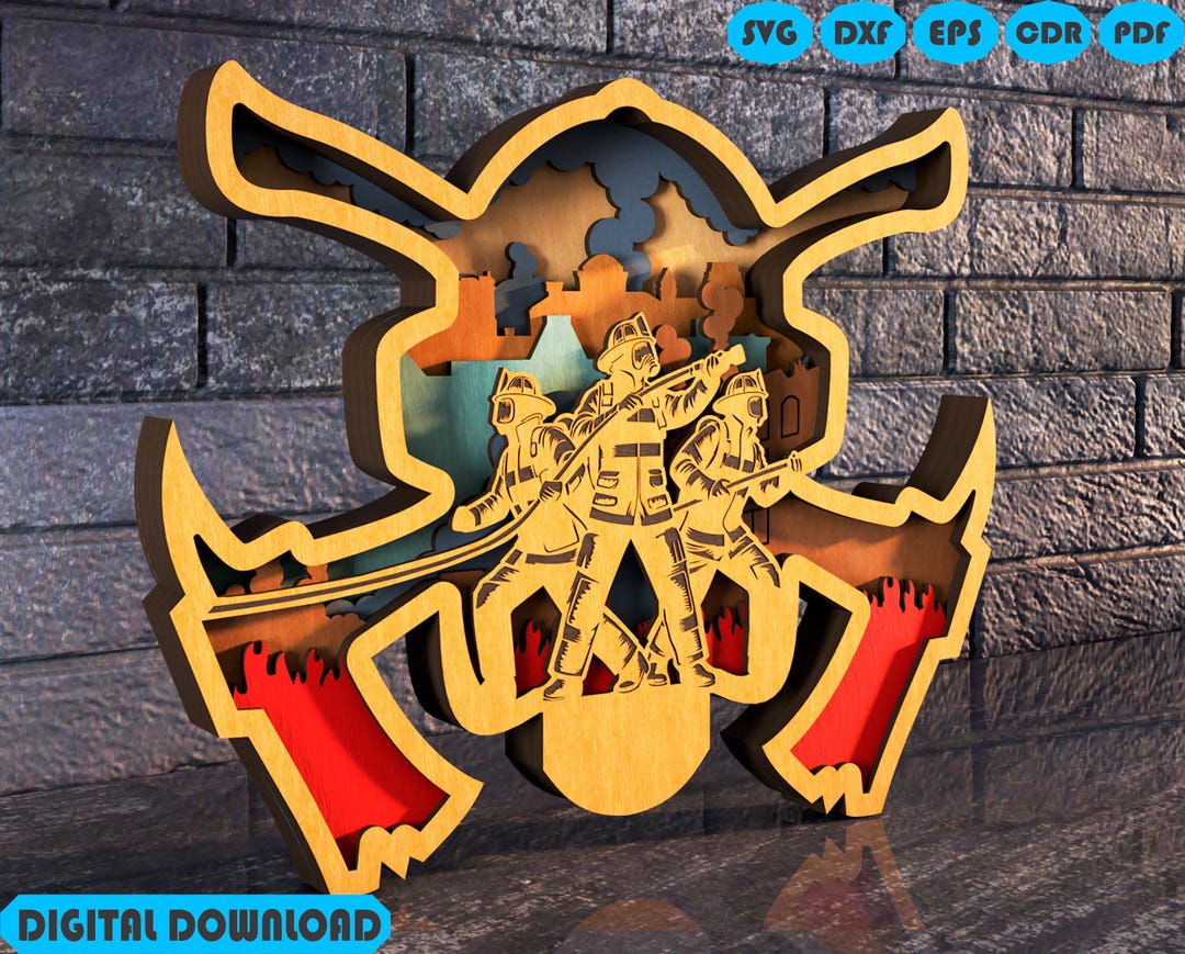 Firefighter Svg Laser Cut Files - 8 Layer Art Piece for Multi-layer - Etsy