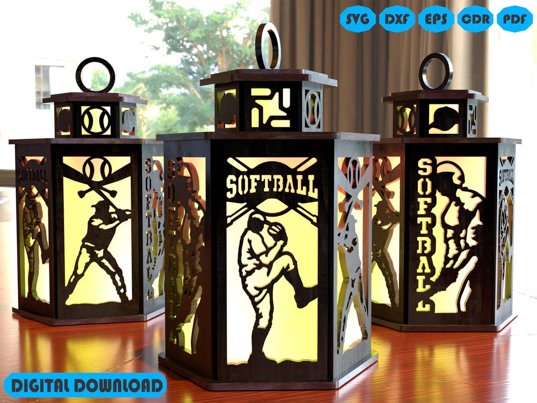 Softball Lamp Decoration Svg, Softball Decoration Laser Cut Svg - Etsy
