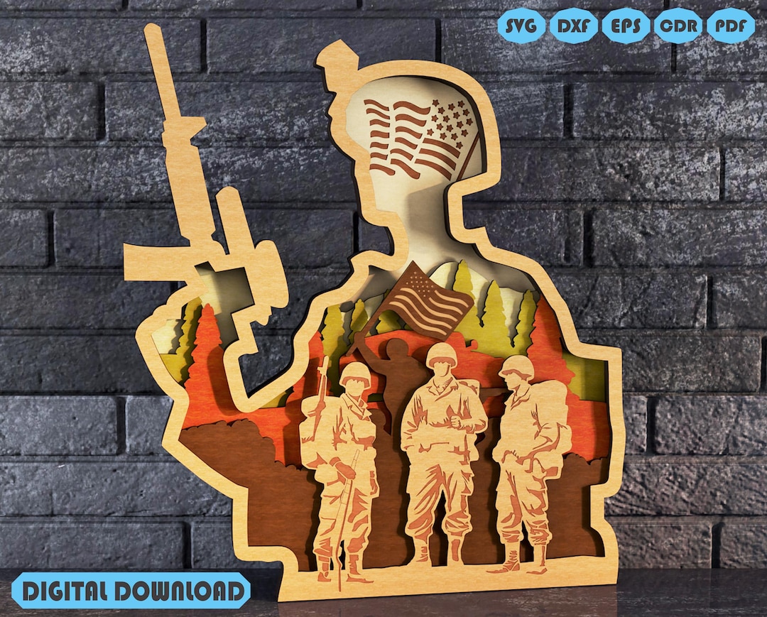 Soldier Svg Laser Cut Files - 6 Layer Art Piece for Multi-layer - Etsy