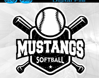 Softball Svg, Mustang Softball Svg, Mustang, Mustangs, Softball, Svg ...