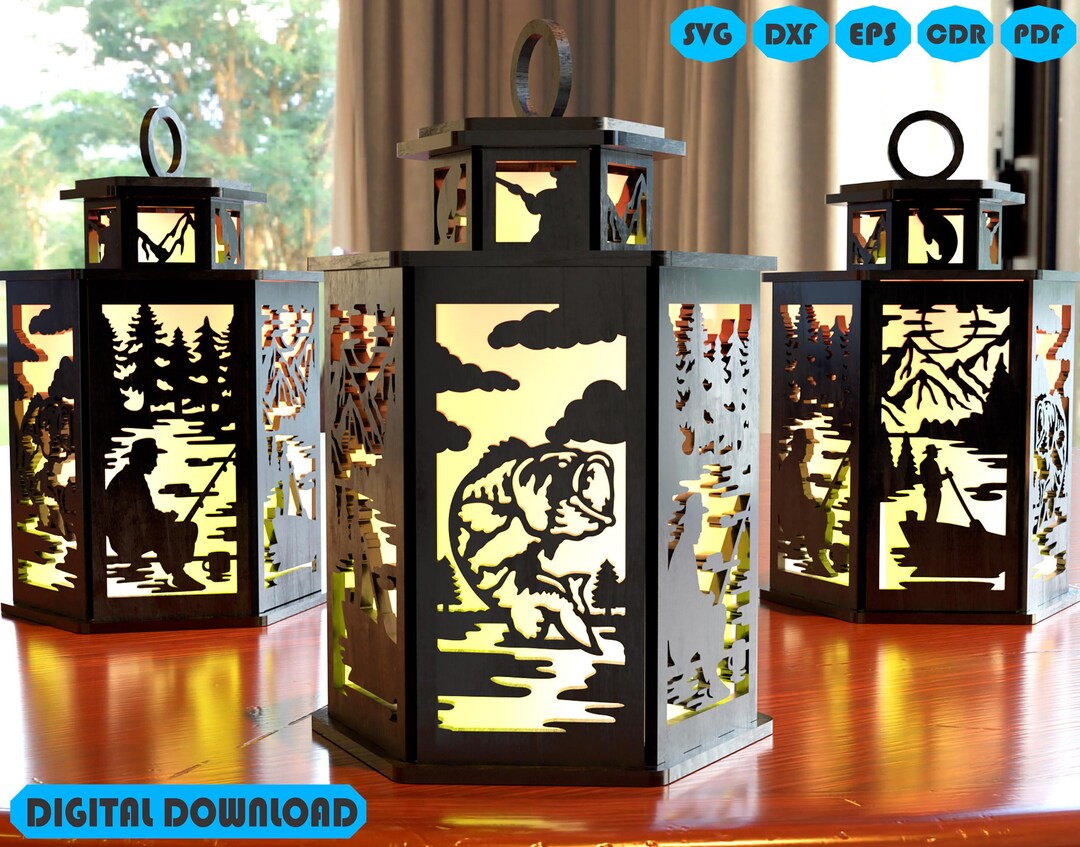 Bass Fishing Lamp Decoration Svg, Fish Decoration Laser Cut Svg - Etsy
