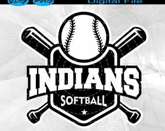 Indians Softball Digital Download .PNG .SVG Circuit Ready Sublimation ...