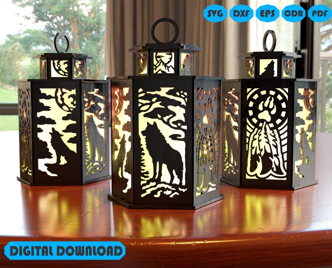 Wolf Lamp Decoration Svg, Wolfes Decoration Laser Cut Svg - Etsy