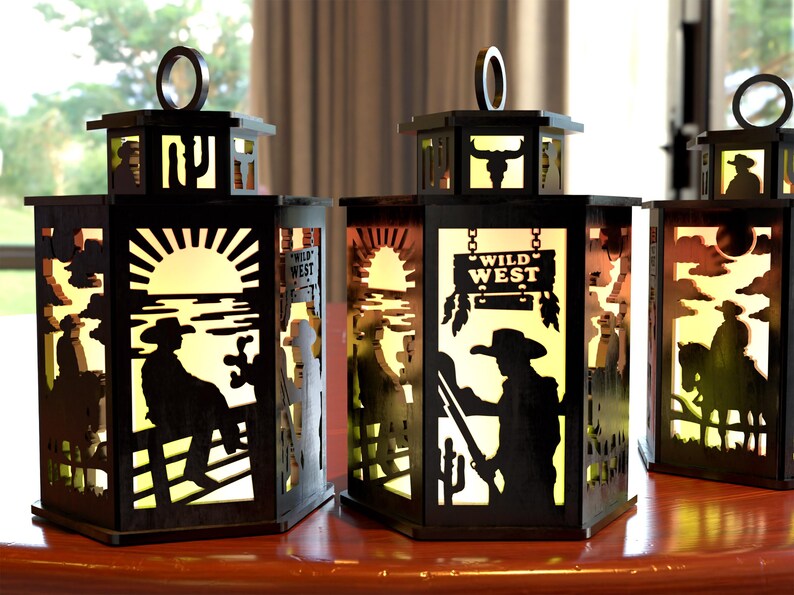 Cowboy Lamp Decoration Svg, Western Series Decoration Laser Cut Svg - Etsy