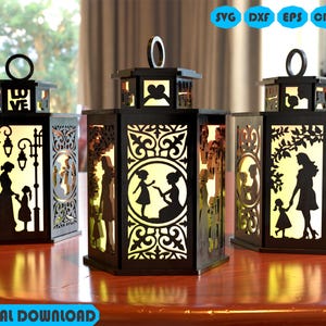 Mothers Day Lamp Decoration Svg, Mom and Daughter Decoration Laser Cut ...