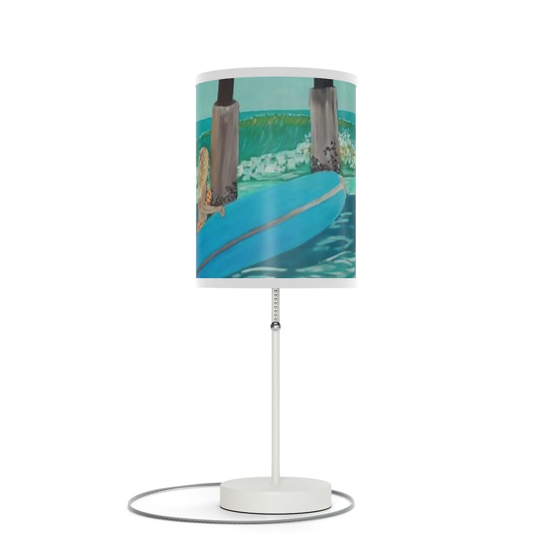 Seasidesart Surfer Girl Waves Pier Lamp on a Stand, US|CA Plug - Etsy