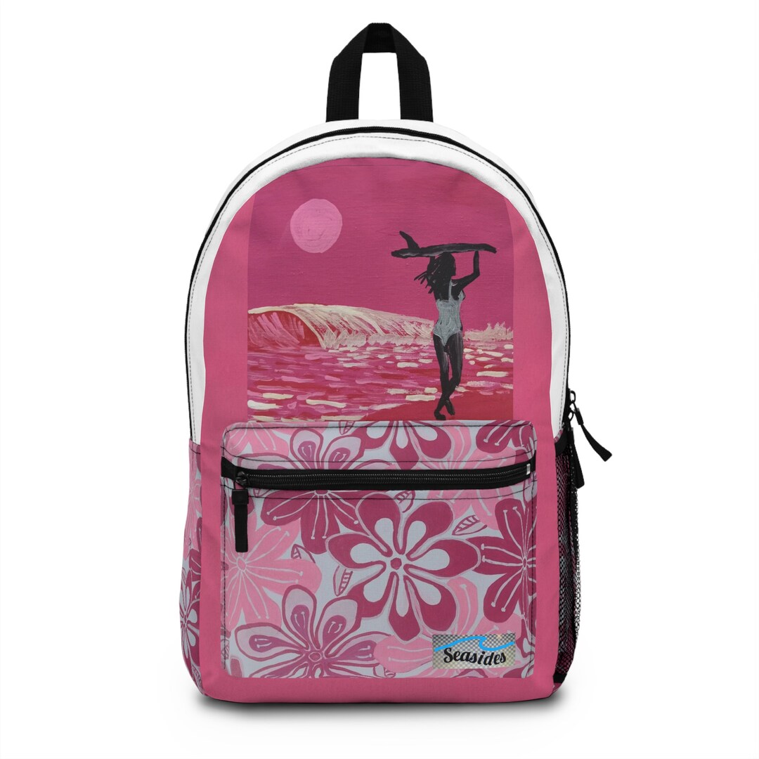 Seasidesart Pink Fruitpunch Art Deco Flowers Surfer Swimsuit Backpack ...
