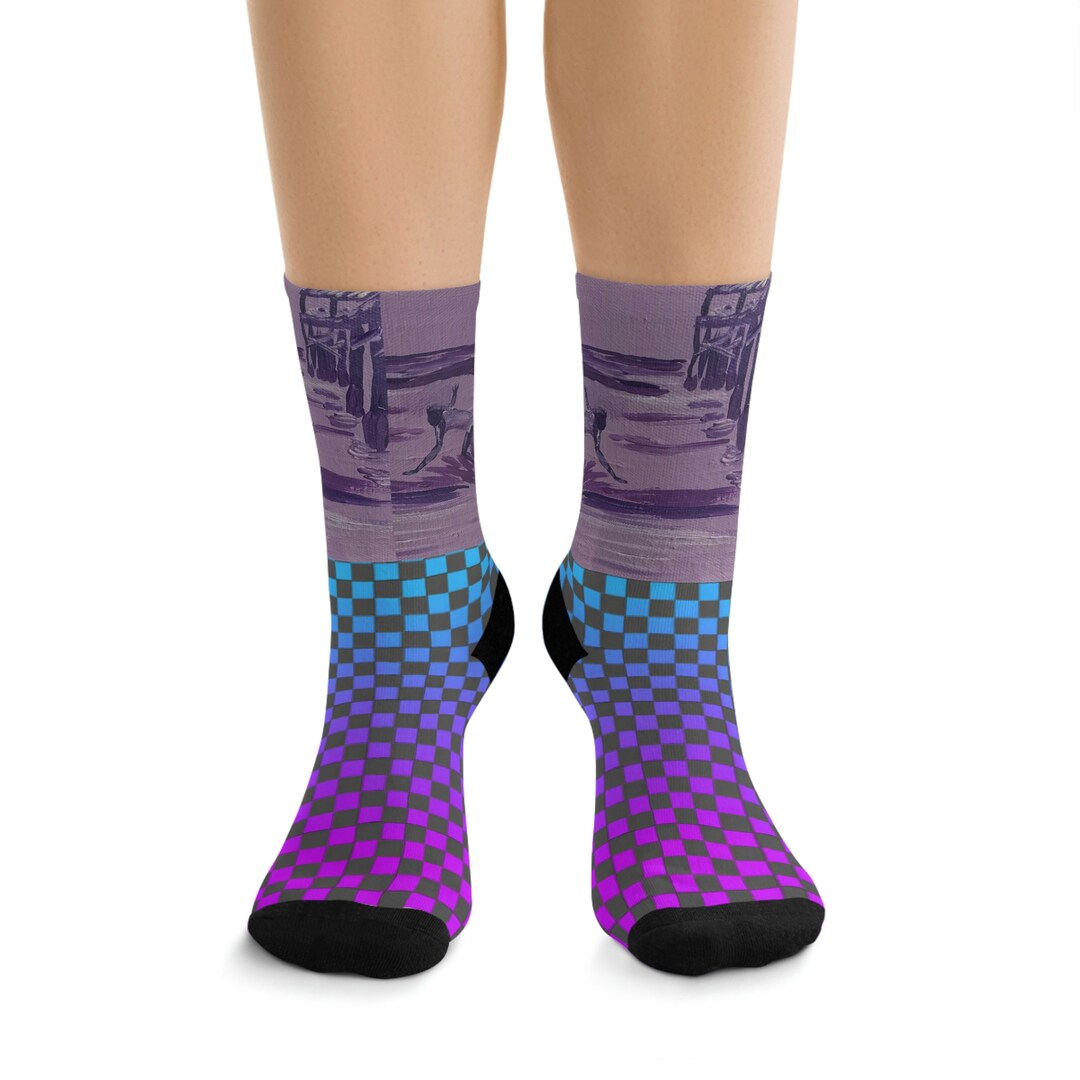 Seasidesart Purple Surfer Pier Gradient Color Grape DTG Socks - Etsy