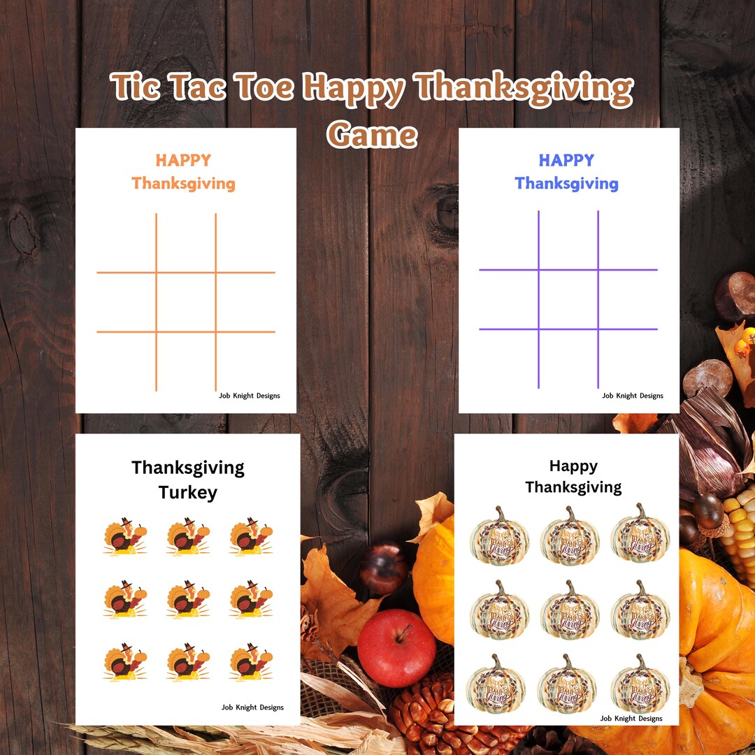 Thanksgiving Tic Tac Toe Game: Holiday Fun (PDF Download) - Etsy