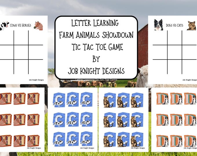 Farm Animals Tic Tac Toe Game: Printable Kids Learning Activity (PDF ...