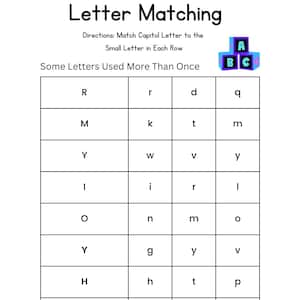 Capitol Letter Match to Small Letter, Match Capitol Letter to the Small ...