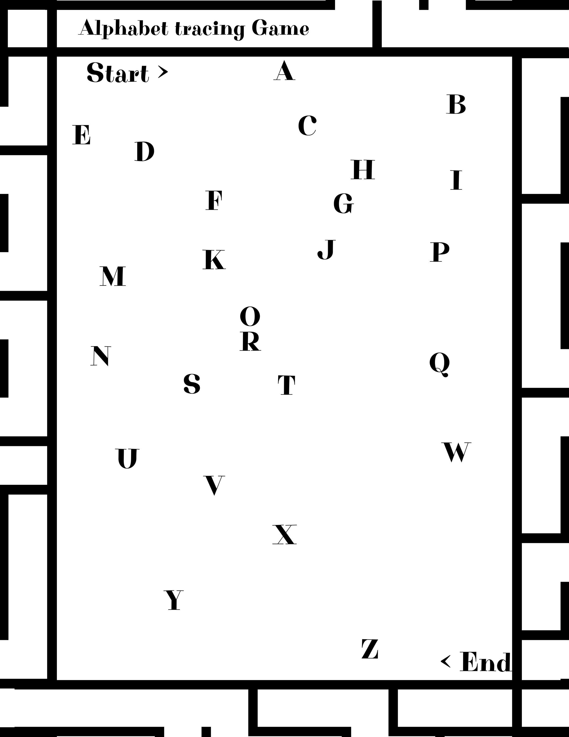 Printable Alphabet Tracing Game 8.5 X 11" - Etsy