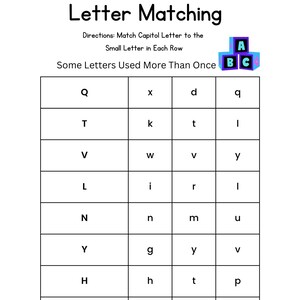 Letter Matching Activity: Capital to Small Letter (digital Download) - Etsy