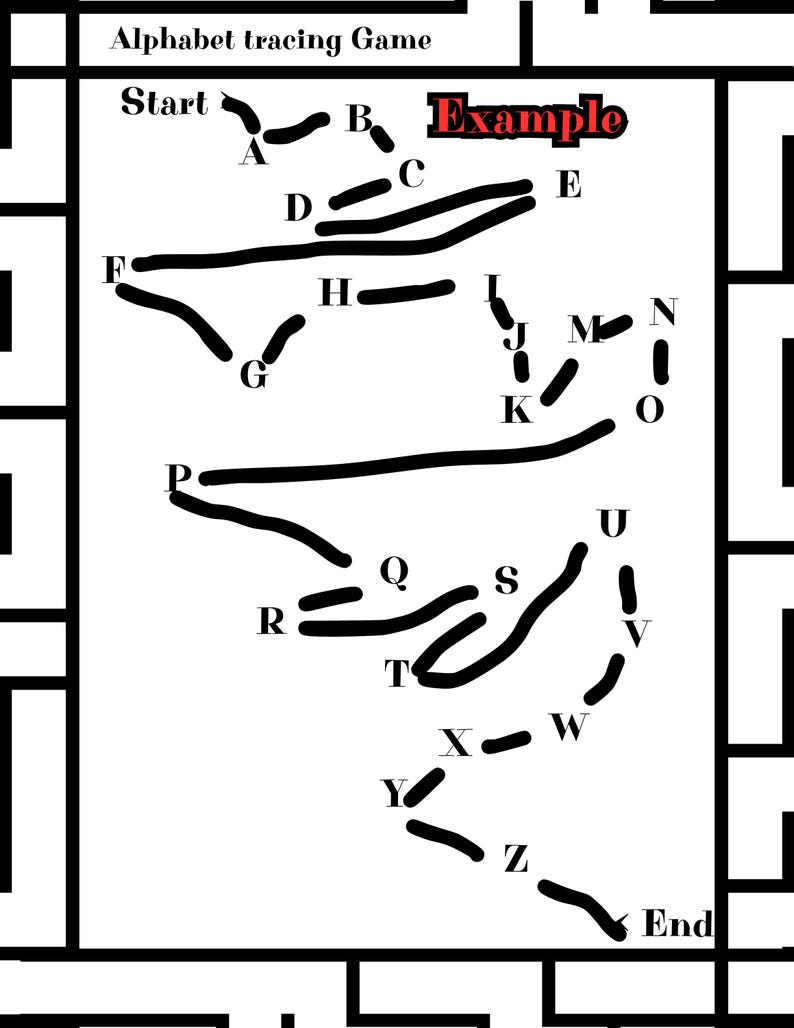 Printable Alphabet Tracing Game 8.5 X 11" - Etsy