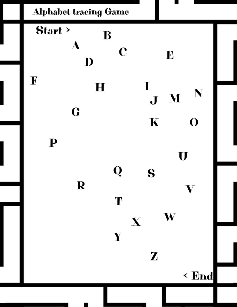 Printable Alphabet Tracing Game 8.5 X 11" - Etsy