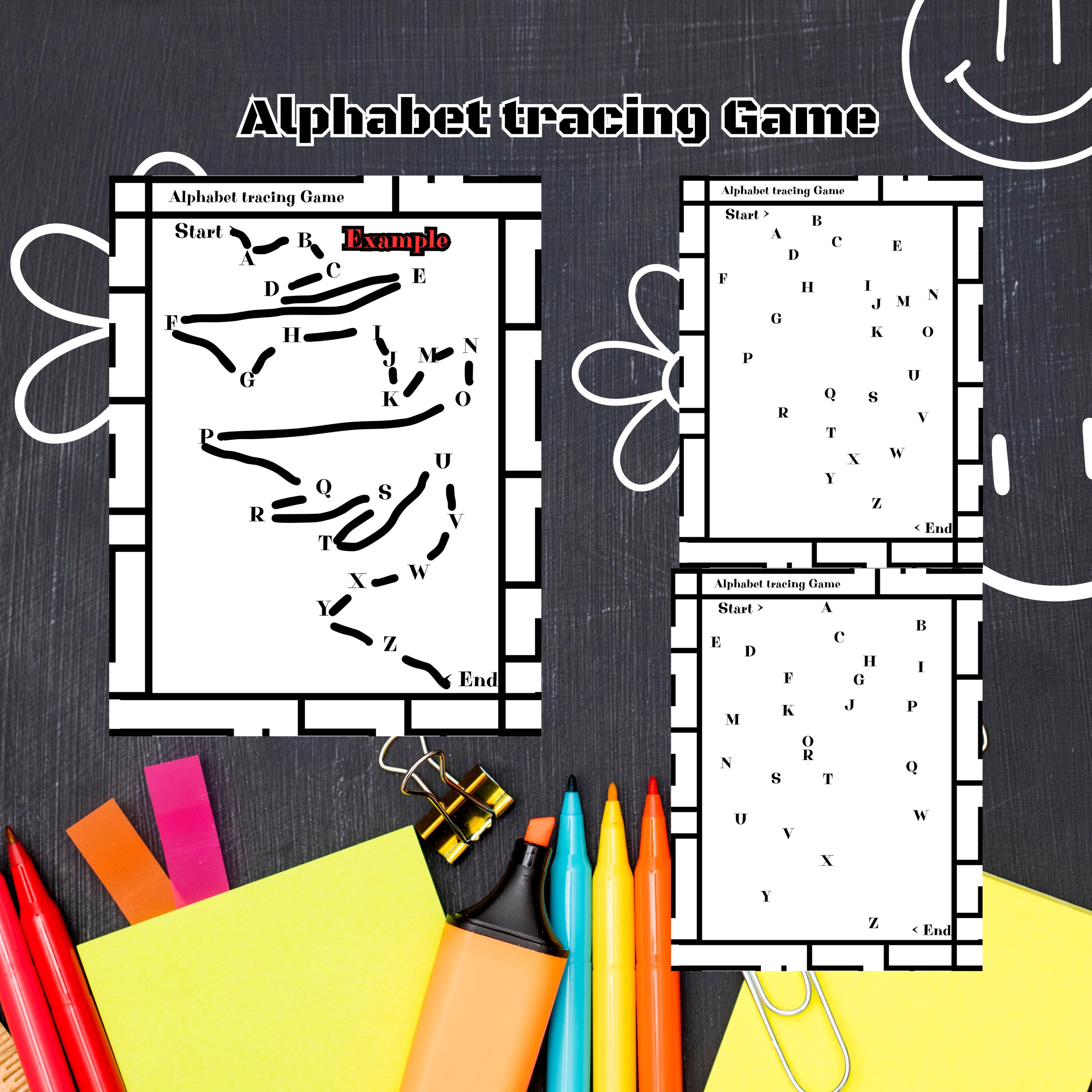 Printable Alphabet Tracing Game 8.5 X 11" - Etsy