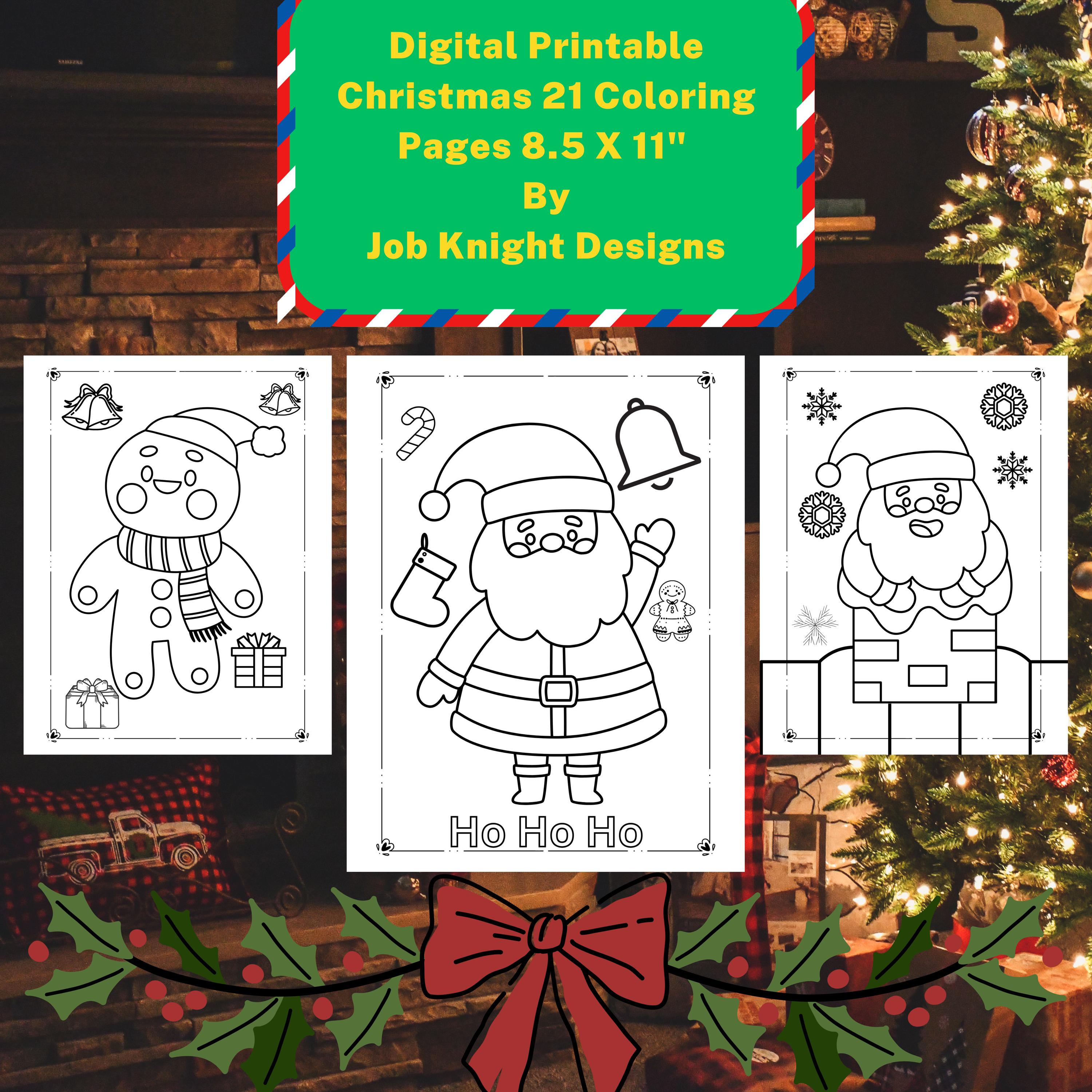 Printable Digital Christmas Coloring Pages, Digital Printable Christmas ...