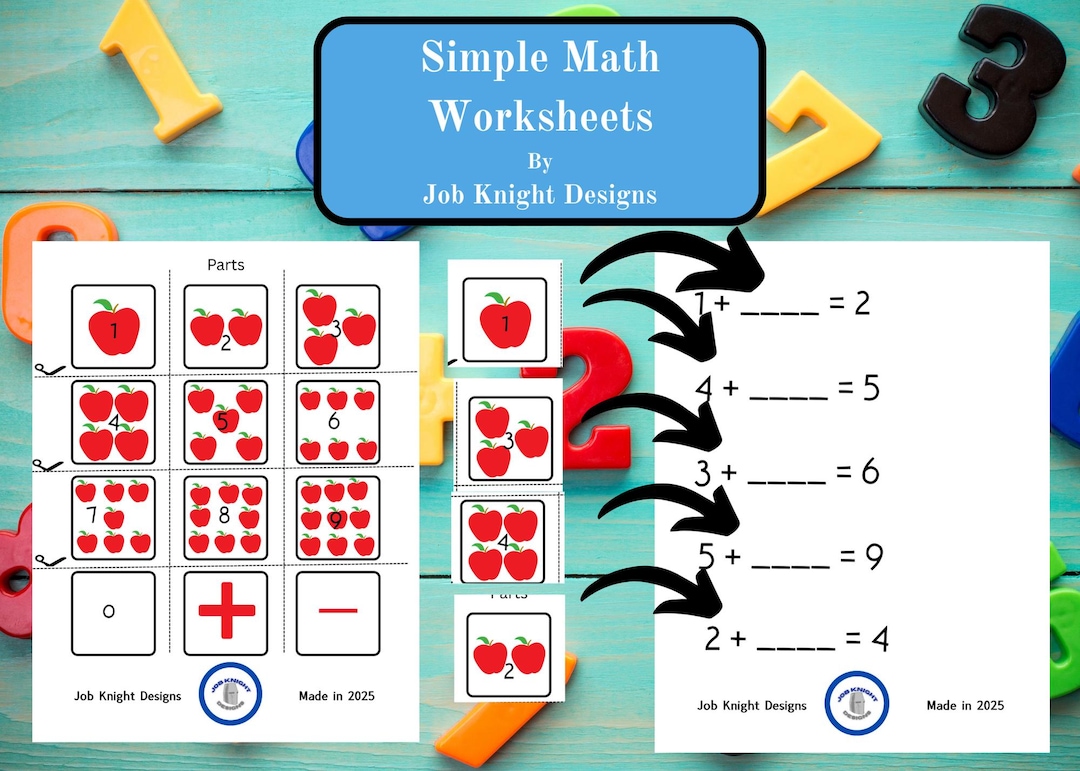 Simple Math Worksheets by Job Knight Designs, Adding and Subtracting ...