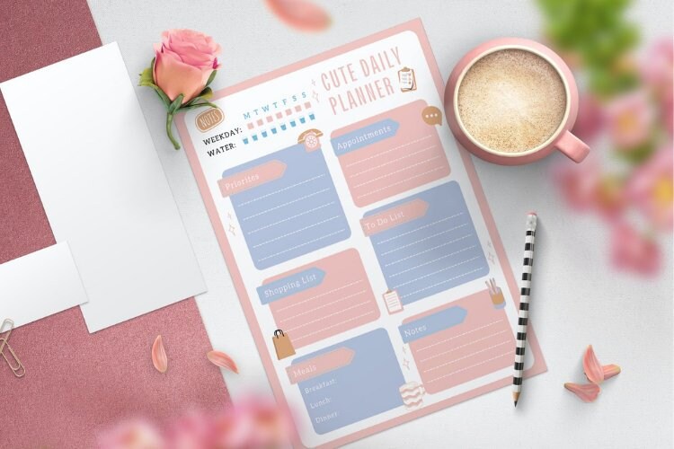 4 Cute Daily Planner Canva Templates Digital Download - Etsy