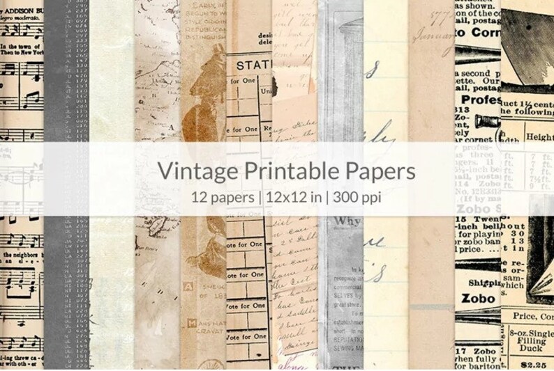 Vintage Printable Papers - Etsy