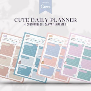 4 Cute Daily Planner Canva Templates Digital Download - Etsy