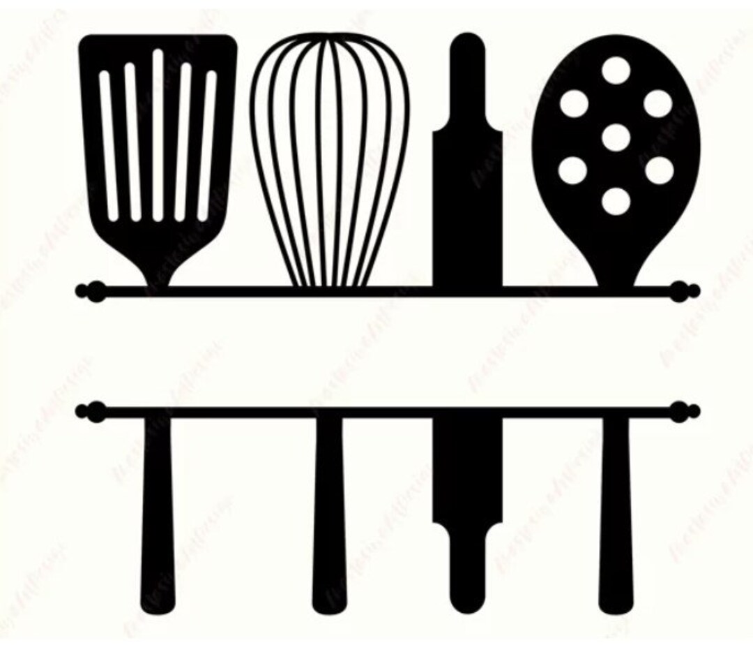 Kitchen Split Monogram Svg, Frame Svg, Baking Utensils Dxf - Etsy