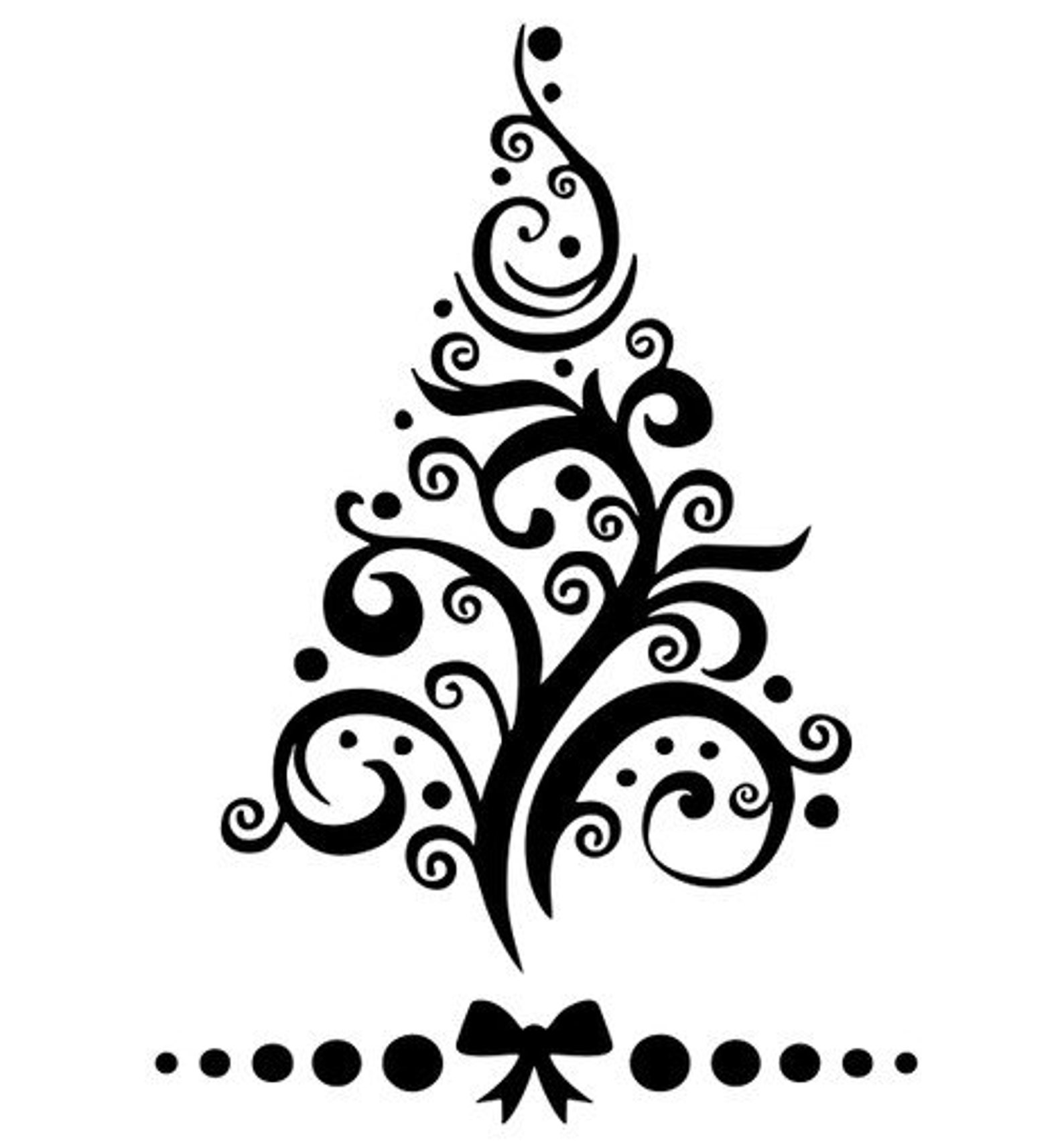 Abstract Swirly Christmas Tree Silhouette Svg Bundle, Christmas Svg ...