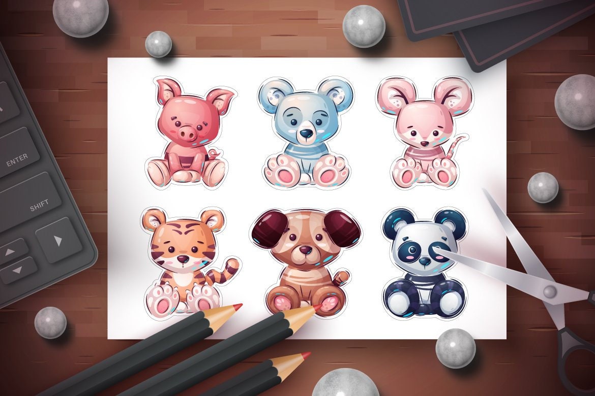 Bundle 60 Cartoons Stickers for Cricut PNG - Etsy