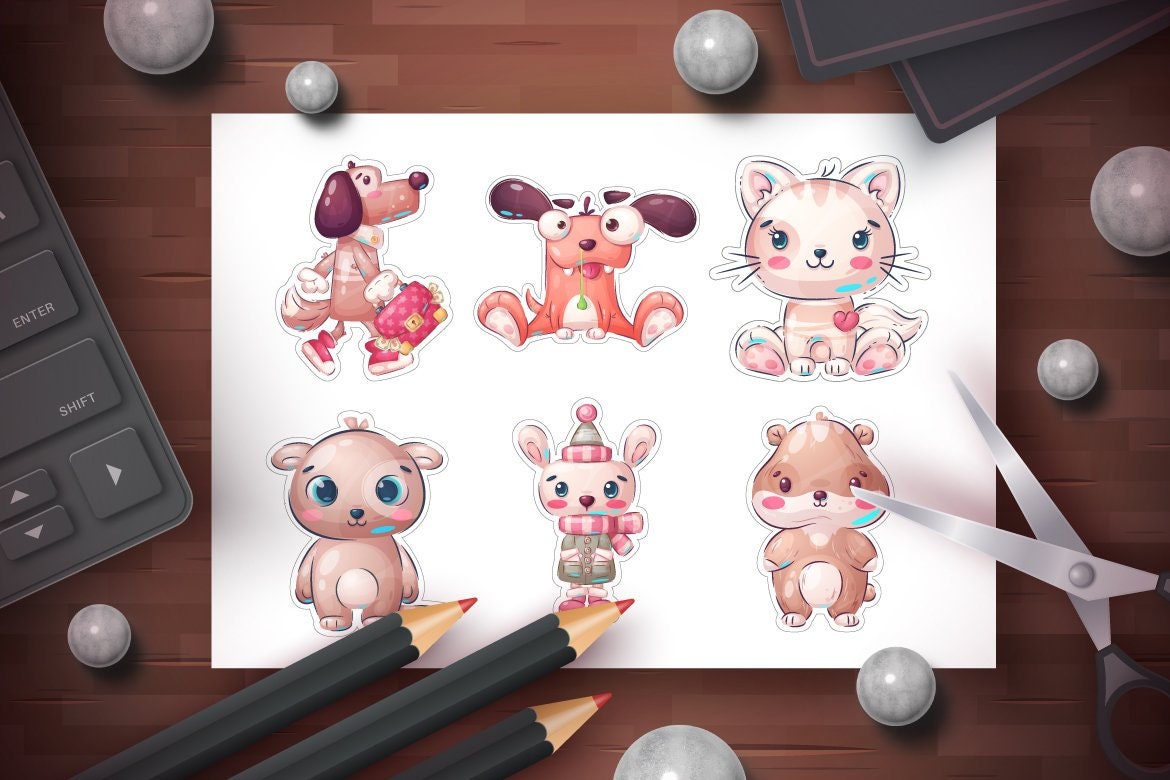 Bundle 60 Cartoons Stickers for Cricut PNG - Etsy