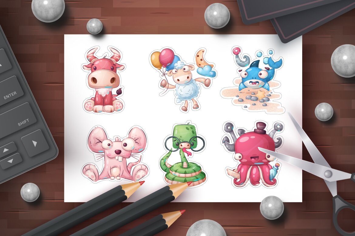 Bundle 60 Cartoons Stickers for Cricut PNG - Etsy