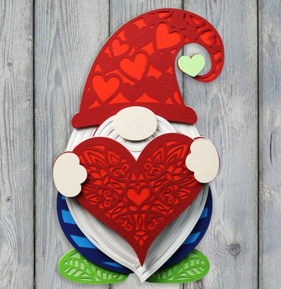 Valentines Day Gnome SVG 3D Layered Gnome With Heart SVG - Etsy