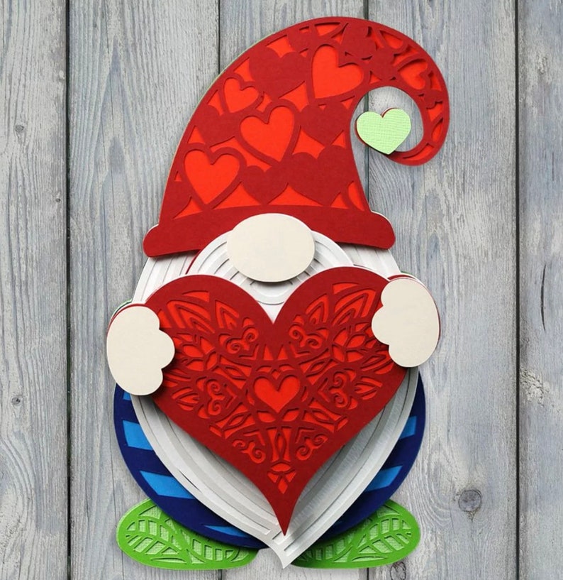 Valentines Day Gnome SVG 3D Layered Gnome With Heart SVG - Etsy