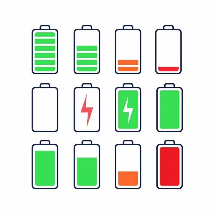 Phone Battery Design Elements Flat Charge Status Sketch Svg - Etsy