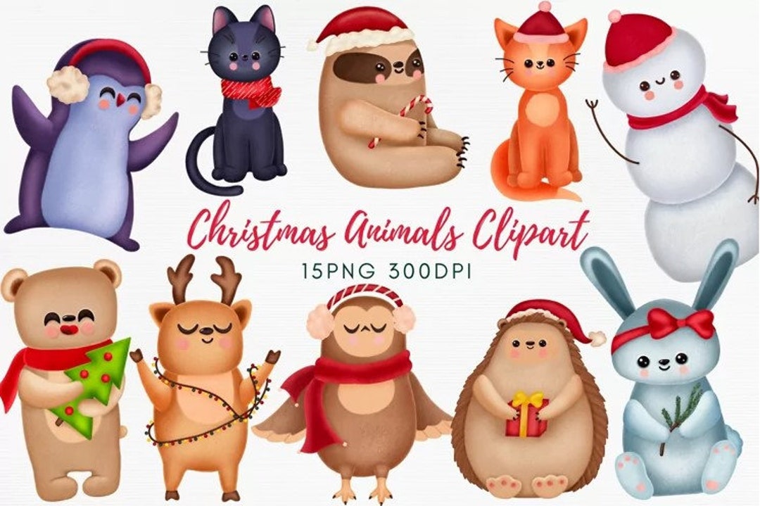 Cute Animals PNG Bundle Winter Animals Clipart - Etsy