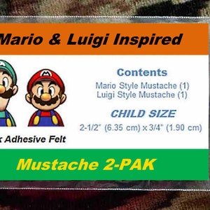 Child Size Mario & Luigi Character Inspired Fake Mustache Set, Black ...