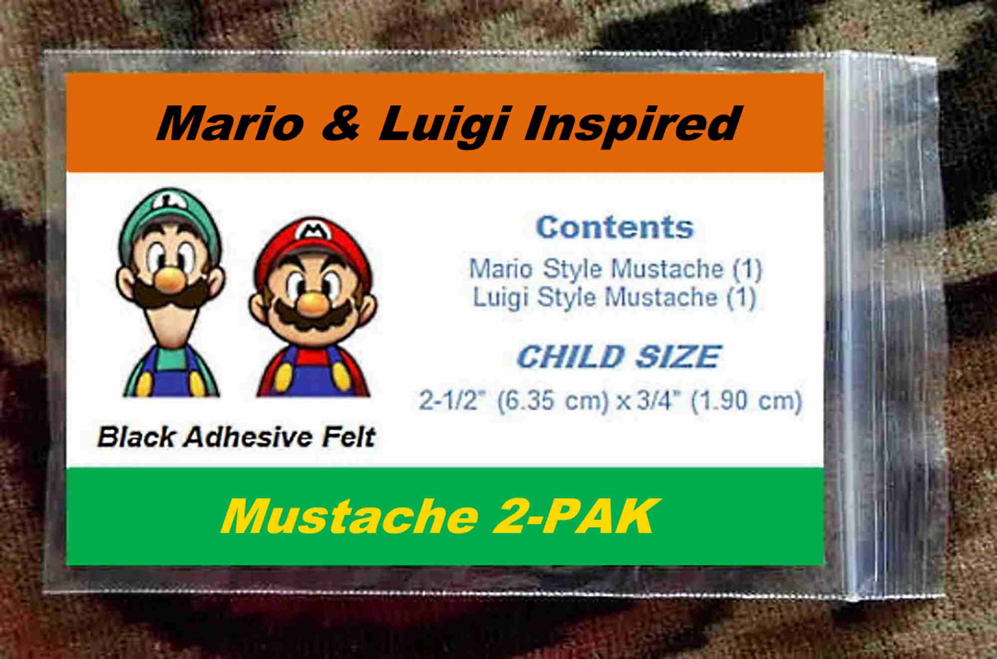 Child Size Mario & Luigi Character Inspired Fake Mustache Set, Black ...